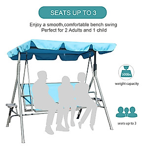 GOLDSUN Garden Porch Swing Hammock Swing Chair Bench for Patio, Garden,Backyard, Balcony with Adjustable Canopy,for Two or Three People (Blue)