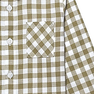 Gerber Baby and Toddler Boys Long Sleeve Button Up Plaid Shirt, Tan Plaid, 18 Months