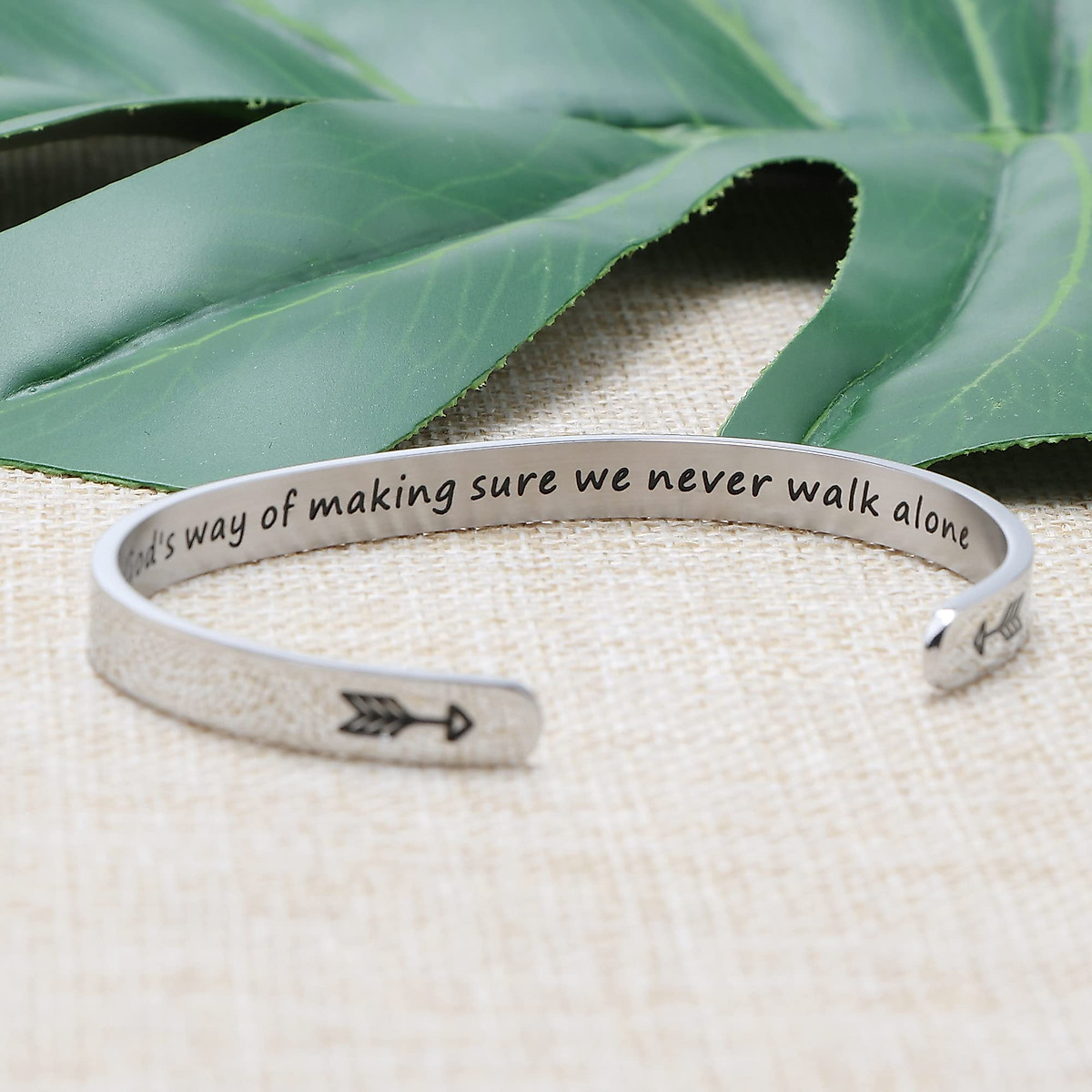 JoycuFF Friendship Bracelets for Best Friends Inspirational Bangle Quotes Saying Engraved Stainless Steel Jewellery White