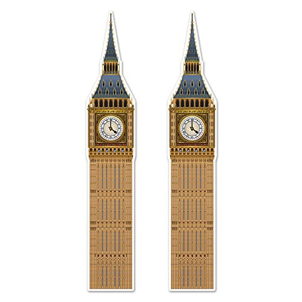 Beistle , 2Piece Jointed Big Ben Cutouts, 71", Multicolored