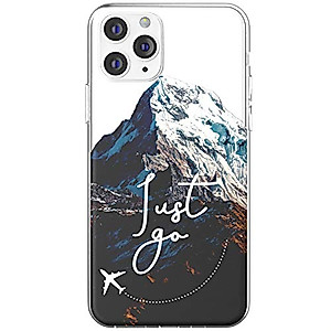 Toik Slim TPU Case for Apple iPhone 11 Pro Xs Max Xr 10 X 8 Plus 7 6s 5s SE Clear Protective Print Lightweight Gift Just Go Flexible Girls Travelling Cover Adventure Plane Women Silicone Mountain