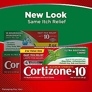 Cortizone 10 Maximum Strength Ultra Soothing Anti-Itch Cream, 1% Hydrocortisone Creme, 2 oz.