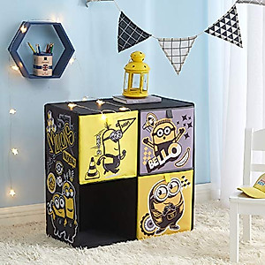 Idea Nuova Minions Collapsible Soft Storage Cubby with 3 Collapsible Cubes, yellow