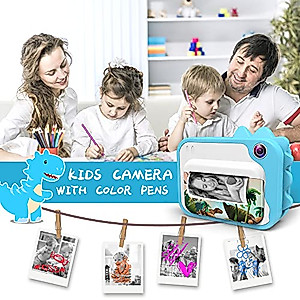 USHINING Instant Print Camera for Kids 12MP Digital Camera for Kids Aged 3-12 Ink Free Printing Video Camera for Kids 1080P 2.4 Inch Screen with 32GB SD Card,Color Pens,Print Papers (Blue)
