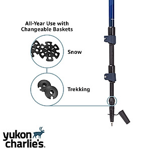 Yukon Charlie's Advanced Trekking Poles, Fast Lock Adjustment System, Trekking and Snow Baskets Included