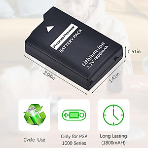 Pickle Power PSP 1000 Battery, 1800mAh PSP Battery and Charger Cable for Sony PSP 1000 PSP-110 (1001, 1002, 1003, 1004, 1005, 1006, 1007, 1008, 1010), PSP Fat Console