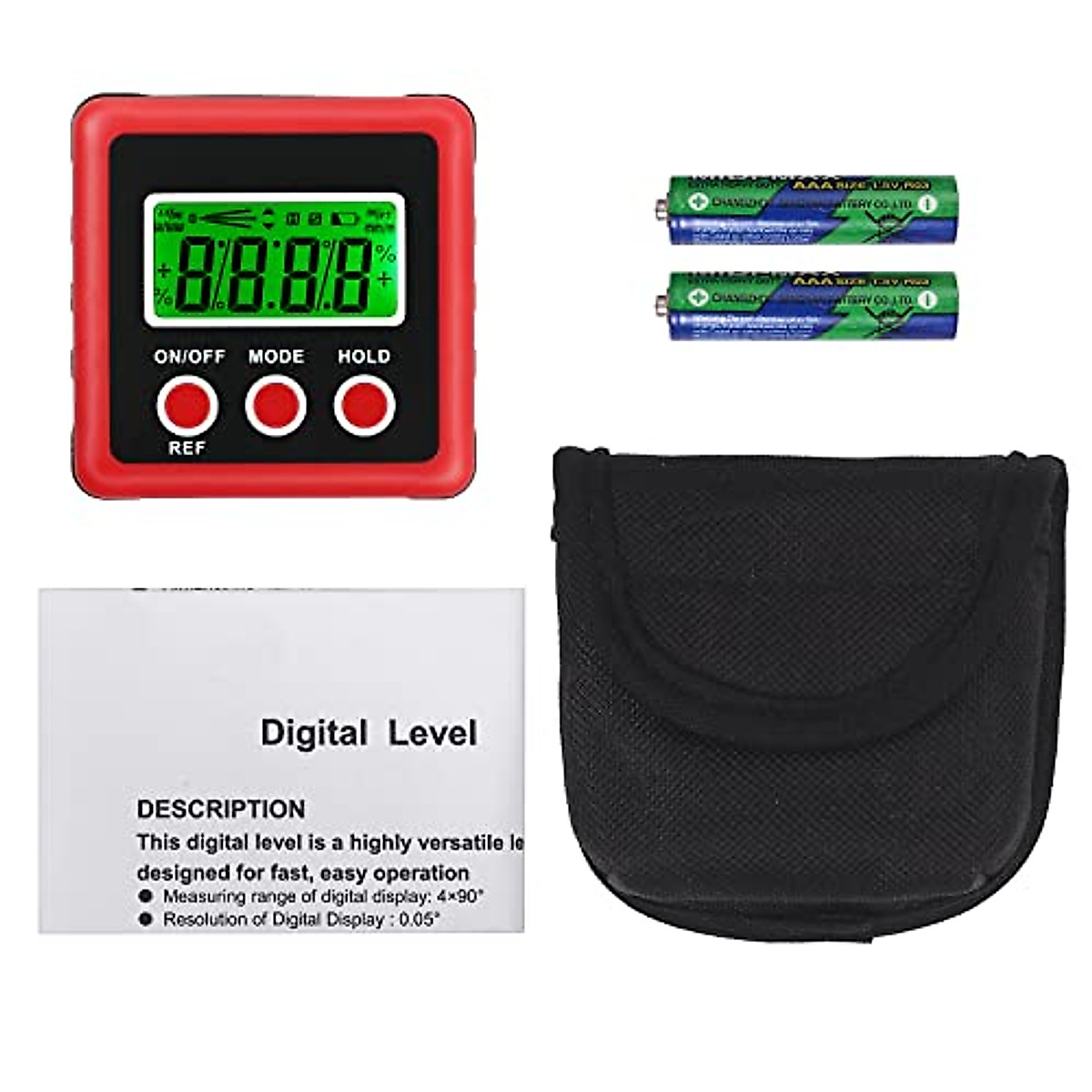 JUSTOOL Digital Angle Gauge Digital Inclinometer Level Box LCD Backlight Angle Finder Tool with Data Hold and Magnet Base Backlight for Carpentry, Building, Masonry, and Automobile