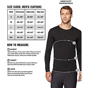 32° Degrees Men's Lightweight Baselayer Crew Top | Long Sleeve | Form Fitting | 4-Way Stretch | Thermal, Black, Large