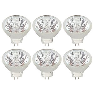 Simba Lighting 10 Watt 12 Volt MR11 Halogen Spotlight Bulbs (6 Pack) 2-Pin 110lm 30° Beam Angle for Accent, Track Light, and Fiber Optics, GU4 Bi-Pin Base, Glass Cover, Warm White 2700K Dimmable