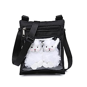 CHERRY SAUCE Small Ita Bag Crossbody Bag Heart Shaped Ita Purse Shoulder Bags Pin Bag for Anime (CS2119-Black)