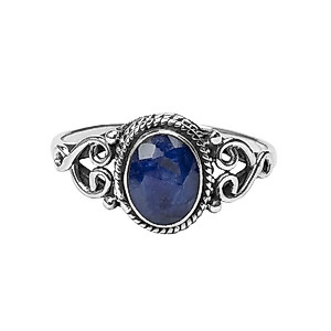 Blue Sapphire Stone Ring 925 Sterling Silver Statement Ring For Women Handmade Rings Gemstone Christmas Promise Ring Size US 10 Gift For Her