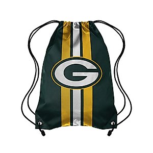 FOCO Forever Collectibles NFL Green Bay Packers Team Stripe Drawstring Backpack BagTeam Stripe Drawstring Backpack Bag, Black, 19" x 14"