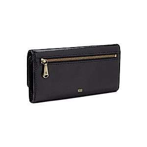 HOBO Jill Large Trifold Clutch For Women - Leather Construction With Mettalic Accent On Exterior, Gorgeous and Stunning Clutch Wallet Black One Size One Size