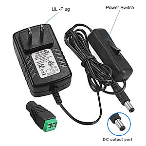 DC 12V 2A Power Supply, 12Vdc 2Amp AC Adapter 100V-240Vac to DC 12 Volt 0-2 Amp Wall Charger for LED Strip Light, CCTV Camera, HUB, Router