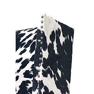 Sole Designs Rexford Collection Faux Leather and Fabric Upholstered Wingback Dining Chair with Holstein Pattern and Nailhead Trim, Set of 2, Black