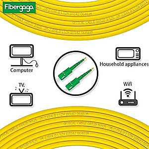 Fibergaga 2m(7ft) OS2 SC/APC to SC/APC Fiber Patch Cable Single Mode Fiber, Simplex, Length Option: 0.5M(1.6ft)-100m(328ft) 9/125µm Fiber Optic Cable, OS1/OS2 Compatible-1 Pack