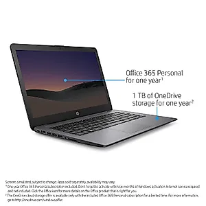 HP 2021 Newest Premium 14 inch HD Laptop, Intel Dual-Core Processor Up to 2.6GHz, 4GB RAM, 64GB eMMC Storage, Webcam, Bluetooth, HDMI, Wi-Fi, Brilliant Black, Windows 11 with 1 Year Microsoft 365