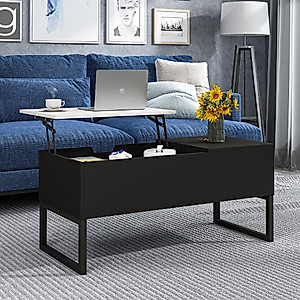 Koifuxii Lift Top Coffee Table - White Coffee Table with Lifting Top and Hide Compartment Storage - Lifted Coffee Table Rectangle - Wood Coffee Tables for Living Room