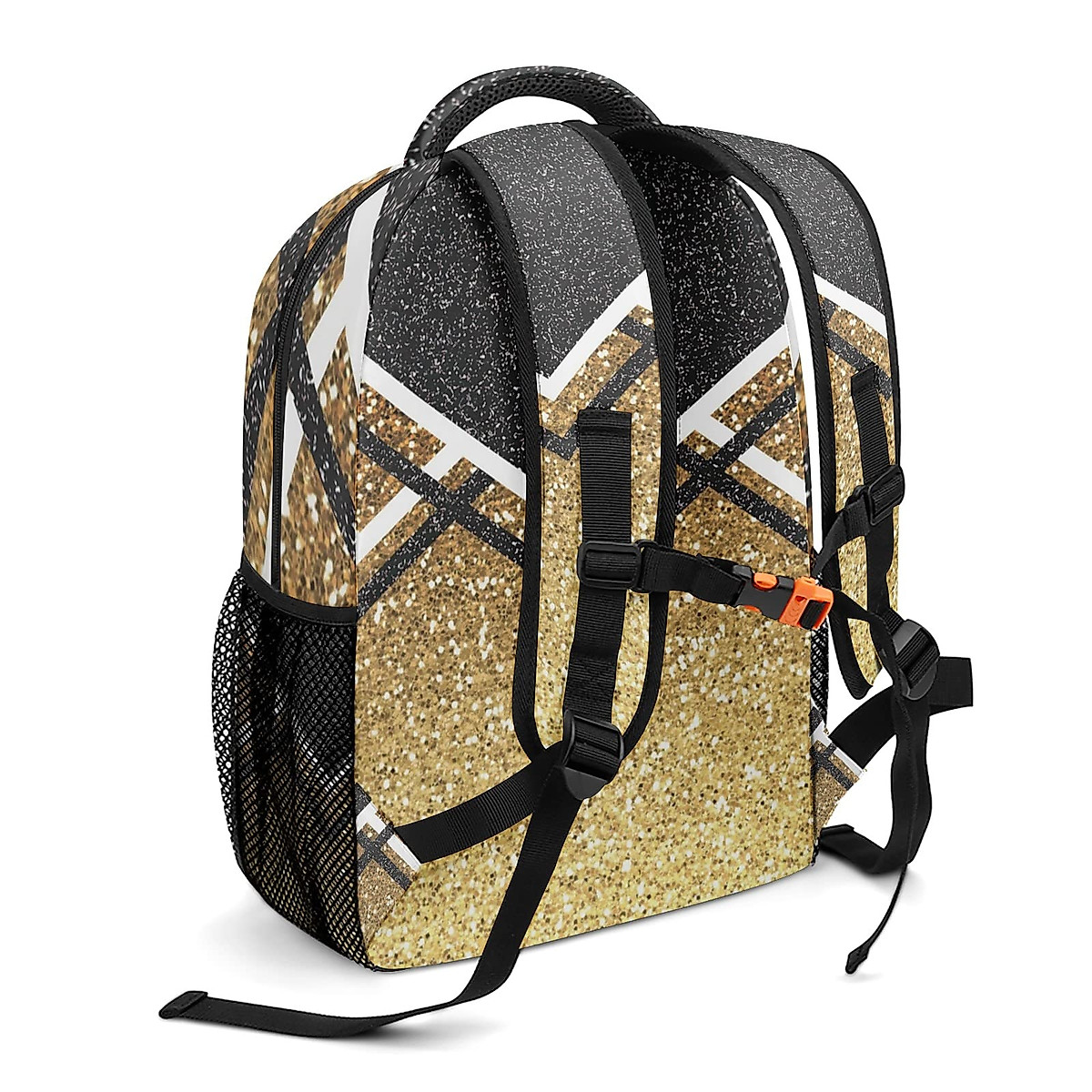 XOZOTY Gold Black Cheer Cheerleader Backpack Personalized Name Bag Bookbags Daypack for Kids Adult