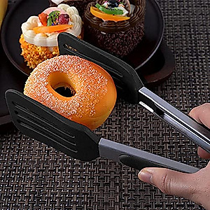 Mini Silicone Serving Tongs Set of 3 - Non-stick Small Kitchen Tongs (7 inch) with Silicone Tips and Stainless Steel Handle, Cooking Tongs for Salads, Pasta, Steaks, Vegetables