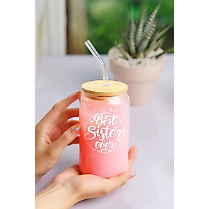 NewEleven Mothers Day Gifts For Sister From Sister, Brother - Unique Birthday Present For Sister, Soul Sister, Big Sister, Little Sister, Sister In Law, Sibling, Bestie - 16 Oz Coffee Glass