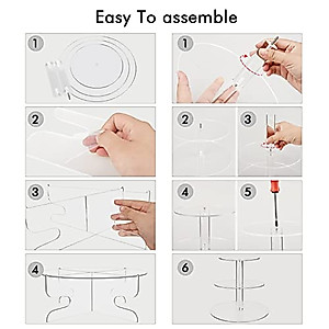 3 PCS Acrylic Cupcake Stand 2 Set of 3 Tier Clear Cupcake Stand Dessert Tower and 1 Tier Round Cake Stand Holder Bakery Display Serving Tray for Wedding Baby Shower Party Decor