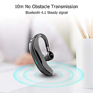 TechCode Wireless Headset with Mic, Bluetooth in-Ear Headphone w/ 180°Adjustable Earhook Business Handsfree Mic Earbud Sweatproof Sport Earpiece Stereo Earphone for iPhone XR/X/8/7,Galaxy S10/S9/S8