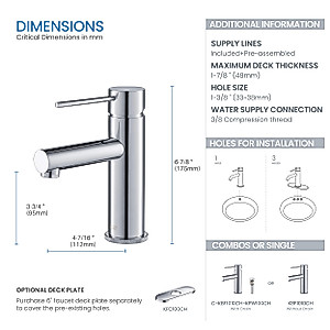 KIBI KBF1010 Solid Brass Single Handle Single Hole Circular X Faucet for Bathroom Sink with Pop Up Drain | High Arc Faucet Spout | Chrome Finish | Corrosion and Rust Resistant