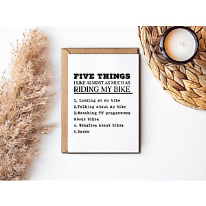 EirlysDesigns 5 Things I Like More Than My Bike Card - Love Bike Riding Card - Funny Card - Happy Birthday Card Bike Fanatic Card Motorbike Card, 5 x 7 inches