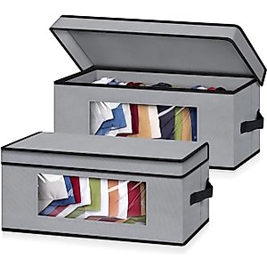 SLEEPING LAMB Stackable Hat Organzier for Baseball Caps, 2 PCS Hat Storage Boxes for Closet Hold 30 Caps with Cardboard, Grey