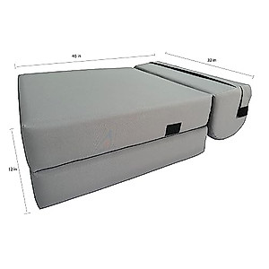 D&D Futon Furniture Gray Sleeper Chair Folding Beds, Convertible Studio Sofa Bed, High Density Foam (70 x 32 x 6 in Thick)