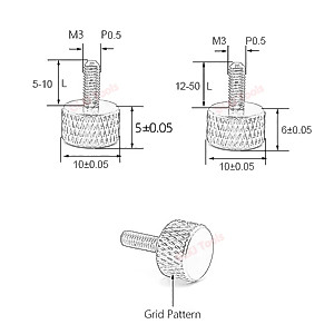 5pcs/lot M3 Knurled Colourful Aluminum Thumb Screws 5 6 8 10 12 16 20mm - 50mm Plain Head Hand Tighten Screws for Computer Case (Color : Purple, Size : 35mm)
