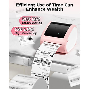 COLORWING Thermal Shipping Label Printer,D520 Bluetooth Thermal Label Printer for Small Business 4x6, Wireless Label Printer with A Label Bin Compatible with USPS,Amazon,Ebay,Etsy,Etc.(Pink)