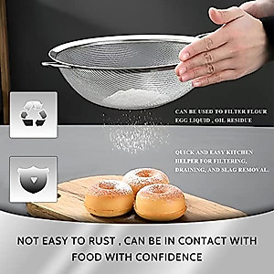 BLMHTWO 2 Pack Fine Mesh Strainer Stainless Steel Small Sieve (3.15inch) with Handle Widened Edge Kitchen Colander Infuser for Loose Tea Coffee Juice Flour Spices Baking Tea Strainer