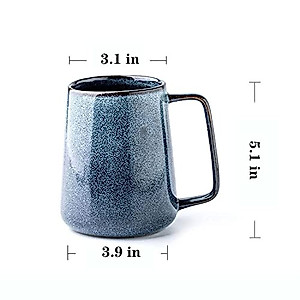Large Ceramics Coffee Mugs,24 OZ,Large Handle Design,Extra Large Tea and Coffee Cup for Office and Home，Microwave And Dishwasher Safe(Color:24 oz blue)