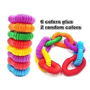 Funny 8 pk Large Pop Tubes Sensory Toys Fine Motor Skills Toddler Toys, ADHD & Autism Fidget Toy, Preschool Gifts Idea, Unique Boy & Girl Presents,Best Preschool Boy Girl Gifts