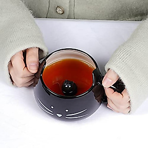 Koolkatkoo Cute Ceramic Cat Coffee Mug 12 oz Cat Lovers Kitty Tea Mugs Gifts for Women Girls Black