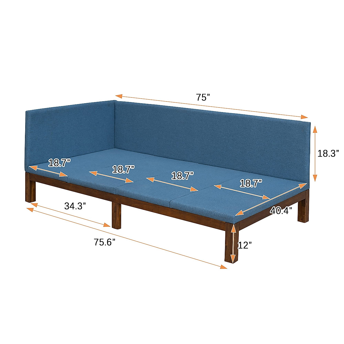 Merax, Blue Upholstered Daybed/Sofa Frame/Wood Floor Linen Cover Mattress/Futon Sleeper Beds, Twin Size