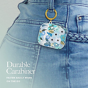 Rifle Paper Co. Airpods 2nd / 1st Generation Case Cover with Keychain Ring [Wireless Charging] [Front LED Visible] Cute Apple Airpods Case 2 and 1 with Floral Design, Anti Scratch - Garden Party Blue