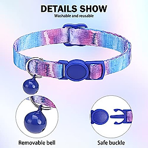 DILLYBUD Breakaway Cat Collars for Girl Boy Cats, Fall Winter All Weather Cat Collar Personalized Pattern 2 Pack,Cute Classic Safety Buckles and Bells,Adjustable Printed Nylon Colorful Pink