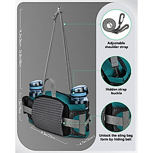 WATERFLY Fanny Pack Waist Bag: Fannie Pack 2 Water Bottle Holders Lumbar Belt Hiking Walking Running Jogging Camping Large Woman Man (Bottle Not Included)