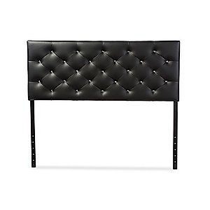 Baxton Studio Viviana Modern and Contemporary Black Faux Leather Upholstered Button-Tufted Full Size Headboard