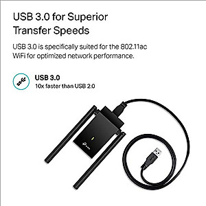 TP-Link USB WiFi Adapter, AC1300Mbps Dual Band 5dBi High Gain Antenna 2.4GHz/ 5GHz Wireless Network Adapter for Desktop PC (Archer T4U Plus)- Supports Windows 11/10/8.1/8/7, Mac OS 10.9-10.14