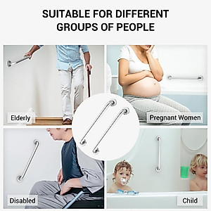 16 Inch Grab Bars for Bathtubs and Showers Brushed Nickel, Safety Shower Grab Bars for Seniors Elderly Handicapped, Handicap Grab Bars for Shower with Concealed Screws, Tesuchan