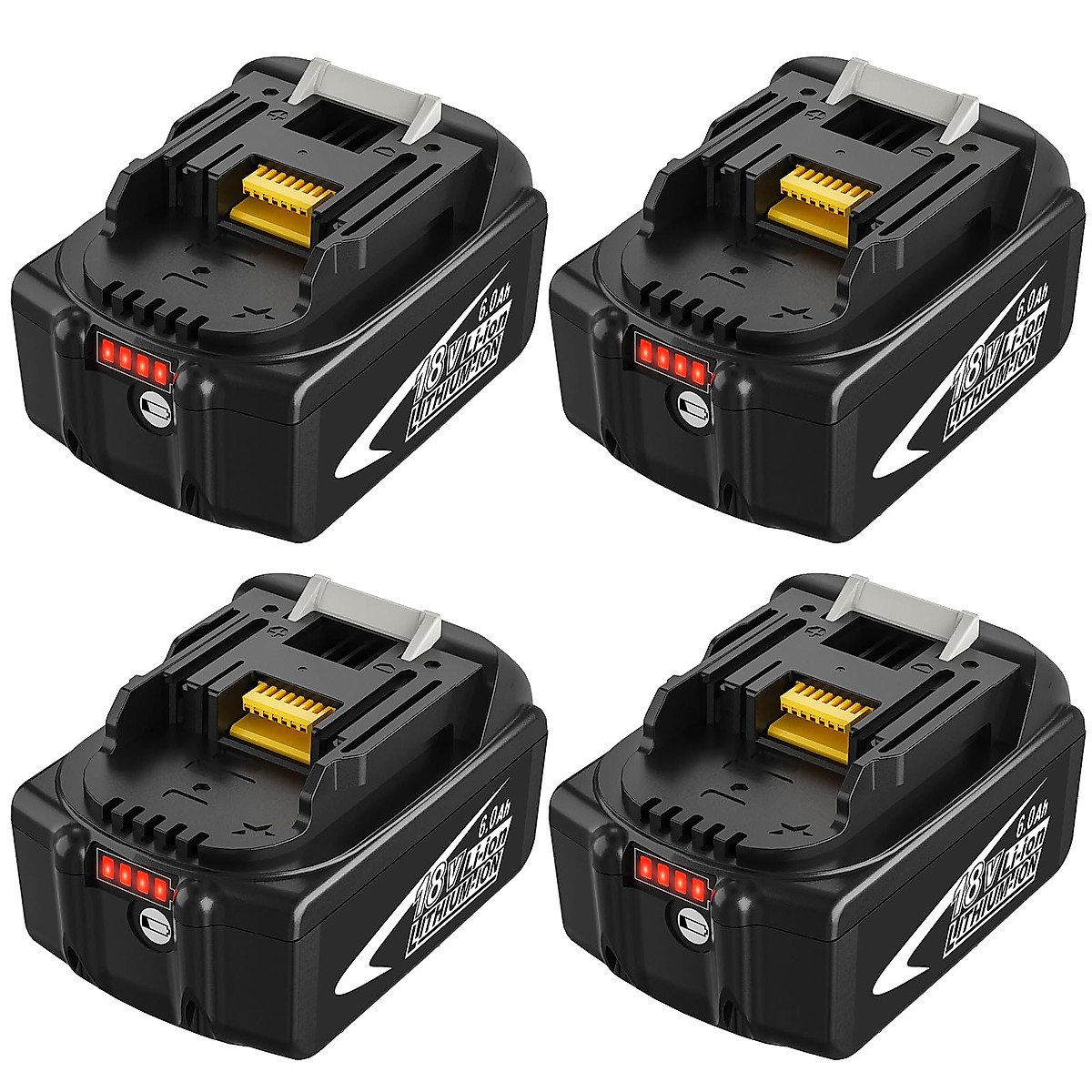 Moticett Replacement Battery for Makita 18V Battery 6.0Ah BL1815 BL1850B BL1860B BL1860 BL1830 BL1840 Compatible with Makita Battery 18V Cordless Power Tools 4Packs