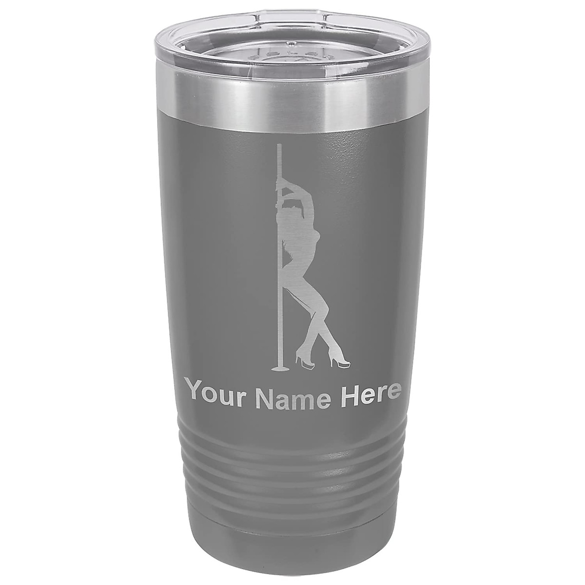 LaserGram 20oz Vacuum Insulated Tumbler Mug, Pole Dancer, Personalized Engraving Included (Gray)