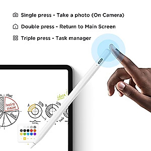 iPad Pen, Palm Rejection &Tilt G-senors Bluetooth Active Stylus Pencil for Apple iPad 2018-2023, Tablet Pen for iPad 6/7/8/9/10th Generation, iPad Pro 11/12.9 inch, Air 3/4/5, Mini 5/6