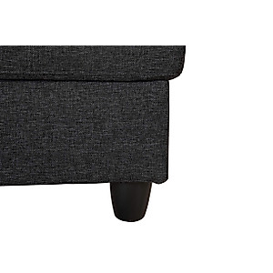 AYCP Fine Furniture Sectional Sofa Couch,L-Shaped Modern Style w/Storage Ottoman 3-Piece for Living Room|Linen Upholstery|(2) Toss Pillows(Left Hand Facing, Black)