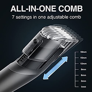 DAILYLIFE Body Trimmer for Men, All-in-one Hair Clipper with Adjustable Guide Comb Ceramic Blade Heads, Male Hygiene Waterproof Groin Hair Trimmer, Rechargeable Electric Razor Black