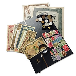 WW2 World Currency – 57 Original Allied & Axis Powers Banknotes, Coins, Stamps and Bonds + Album to Build Your Foreign Currency Collection - Coin Collection Supplies and Certificate of Authenticity